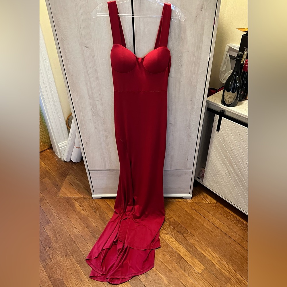 Burgundy Red Fishtail Maxi Formal Gown - Gem